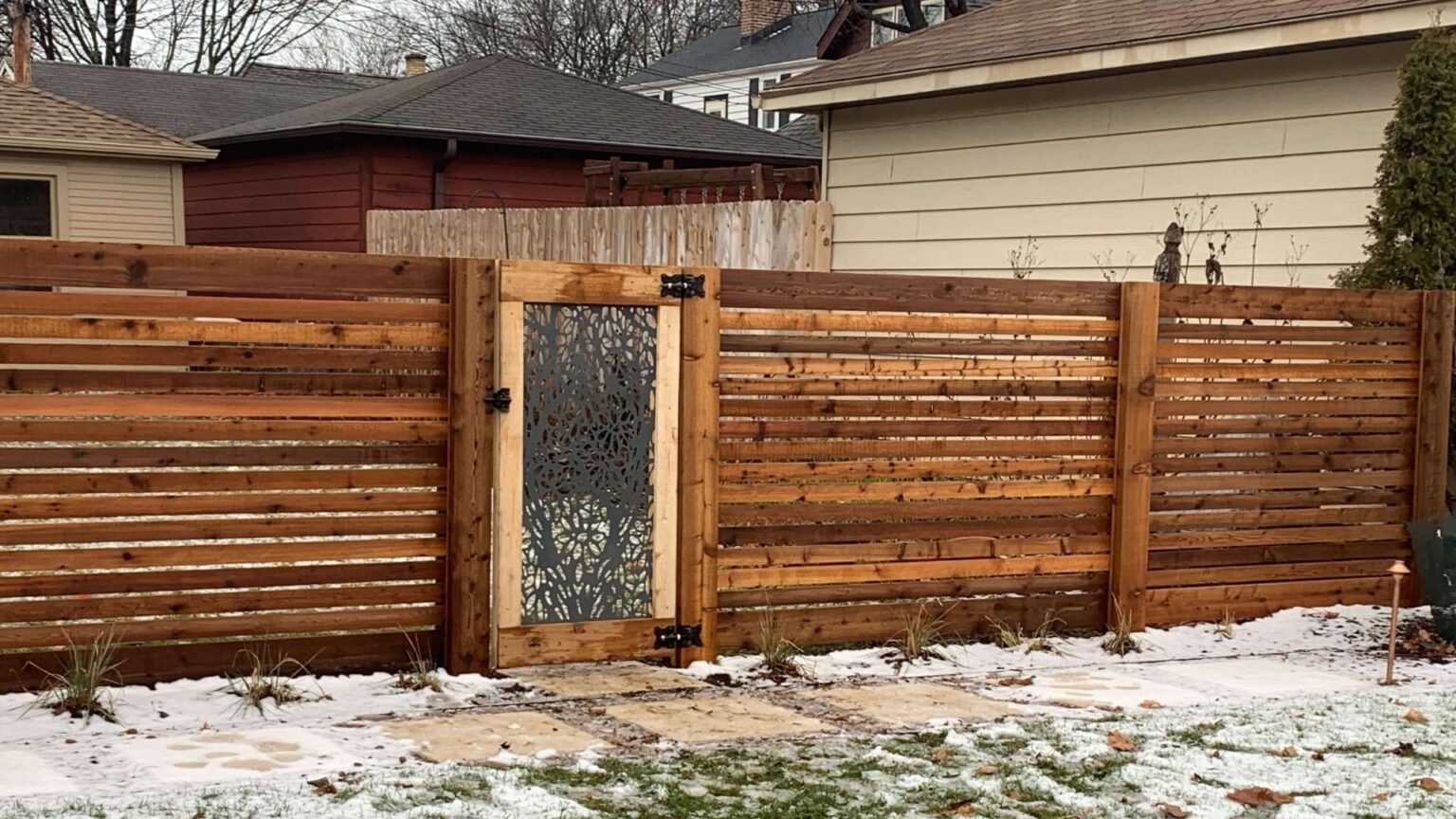 Horizontal Wood Fence with Decorative Panel - Chuck's Fence
